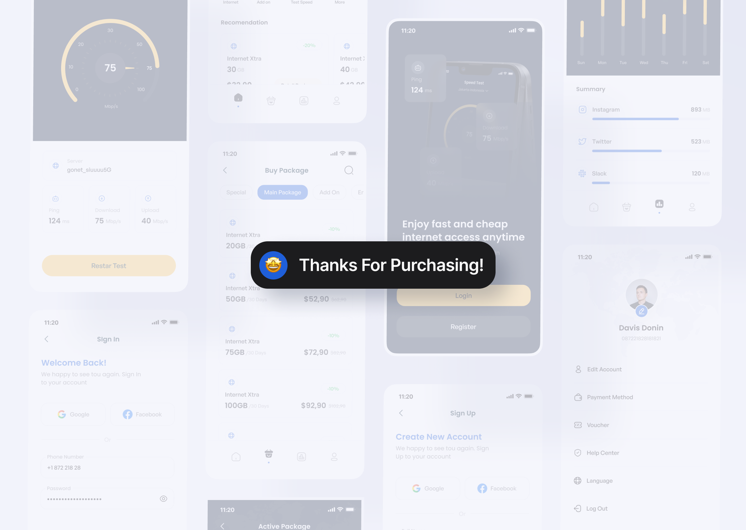 4588 互联网企业数据服务Saas系统数据统计后台UI界面设计Fig模板 GoNet – Internet Provider App UI Kit@GOOODME.COM _ 果觅网 ...